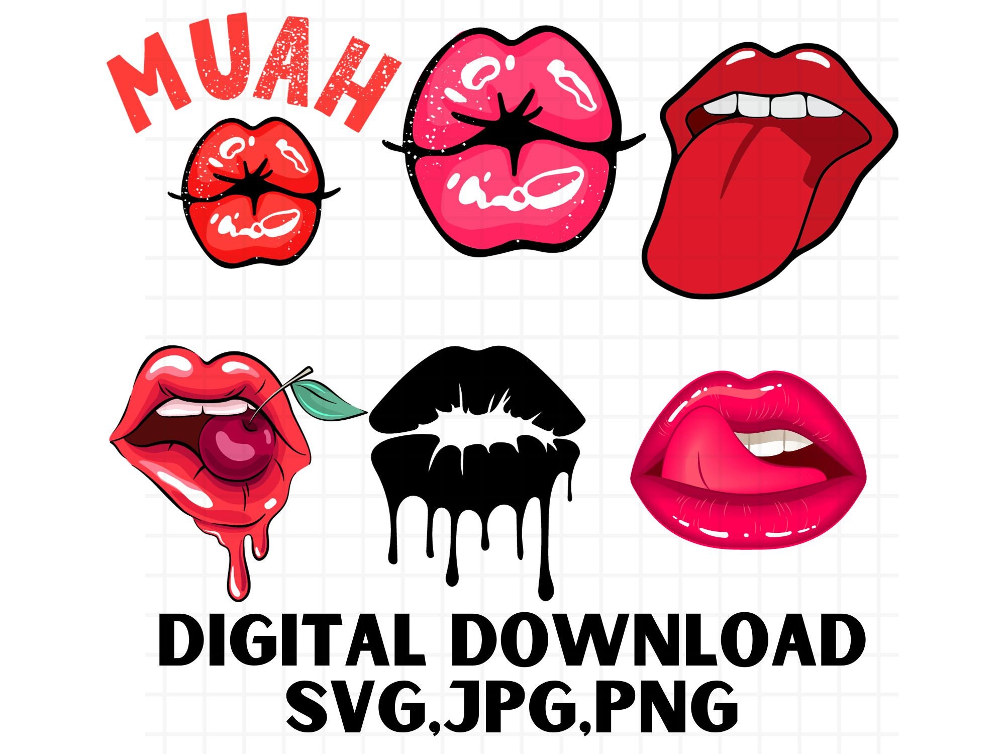 Muah Svg\ Kissing Lips SVG\ Lips Svg Cut File for Cricut & Silhouette ...
