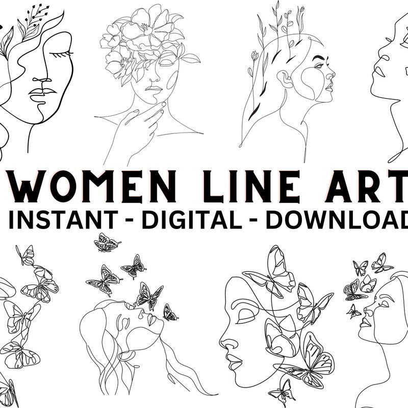 Line Art Woman Svg - Etsy
