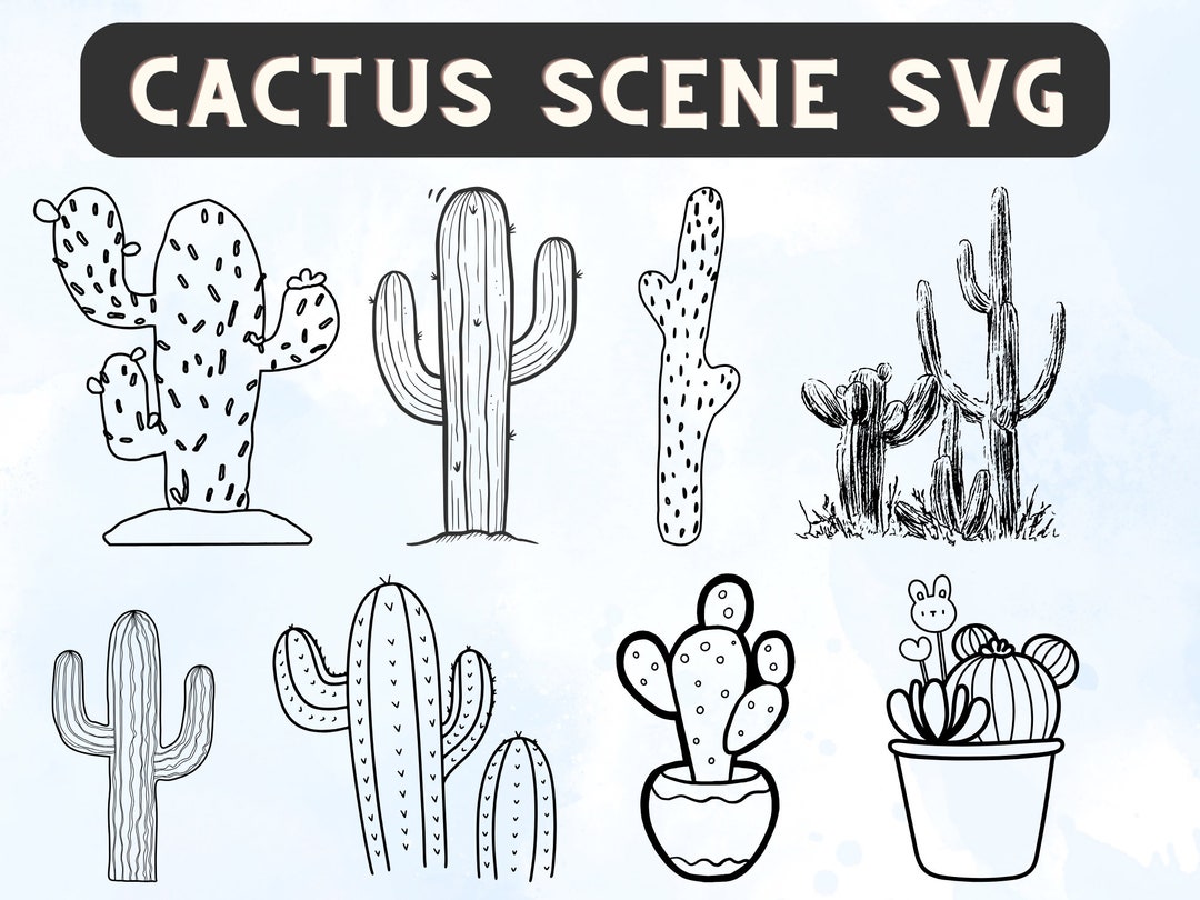 Cactus Scene SVG, Desert Landscape SVG, Cactus Desert SVG, Succulent ...