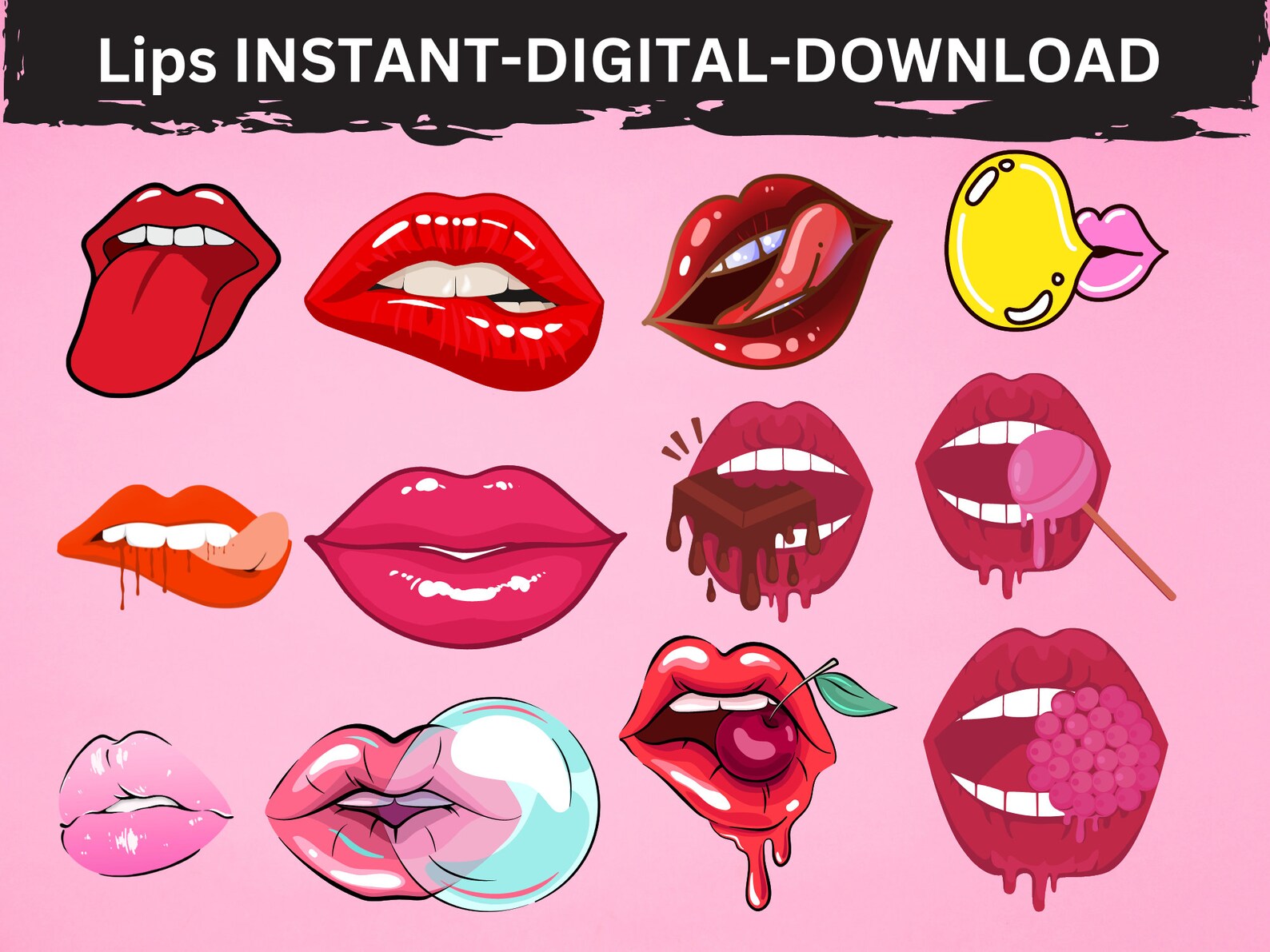 Lips Svg Bundle ,lips Svg , Lips Instant Digital Download , Kissing ...