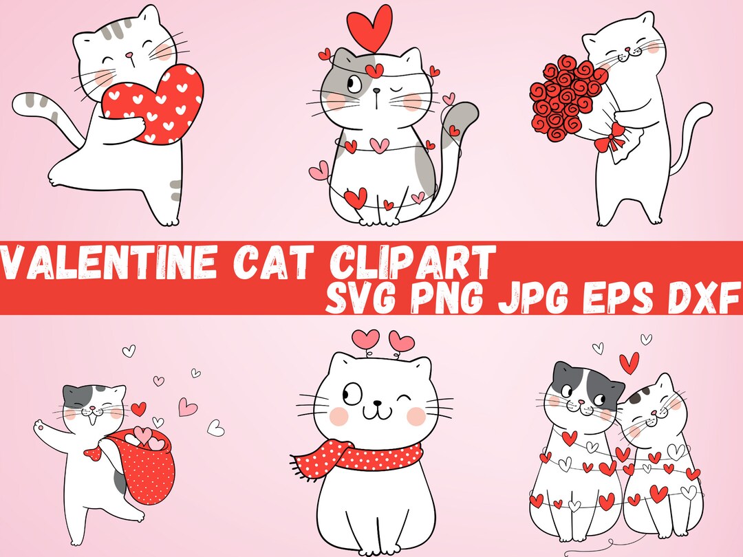 Cute Valentine's Day Cat Clipart , Best and High Quality Images , Set ...