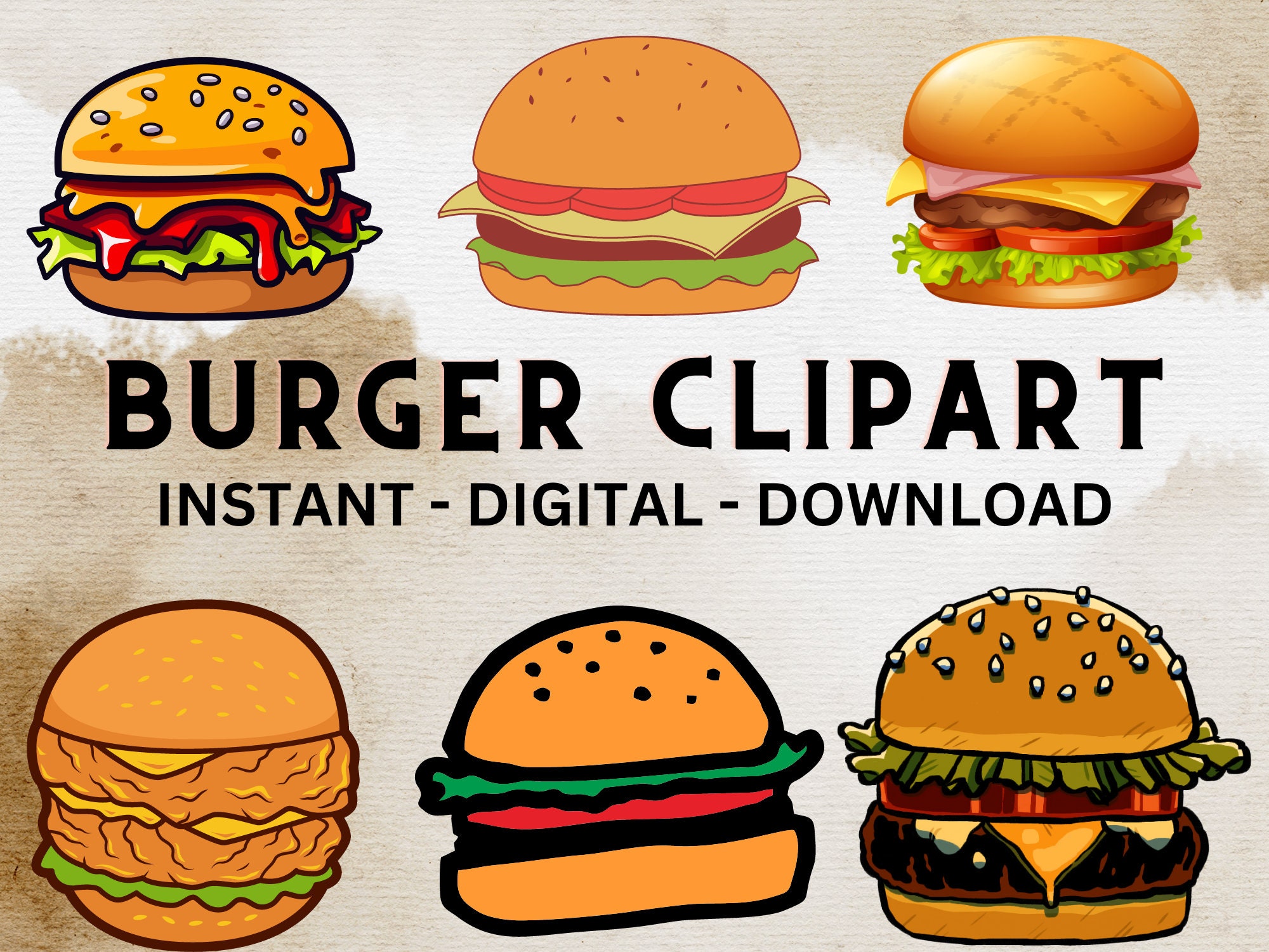 Burger Clipart Fast Food Clipart Bundle Fast Food Png - Etsy Canada