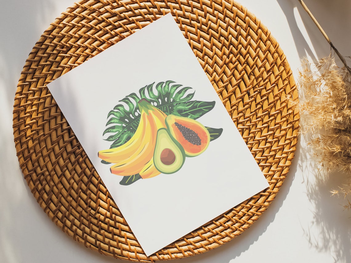 Watercolor Fruits Clipart Cute Fruits Clipart Tropical - Etsy