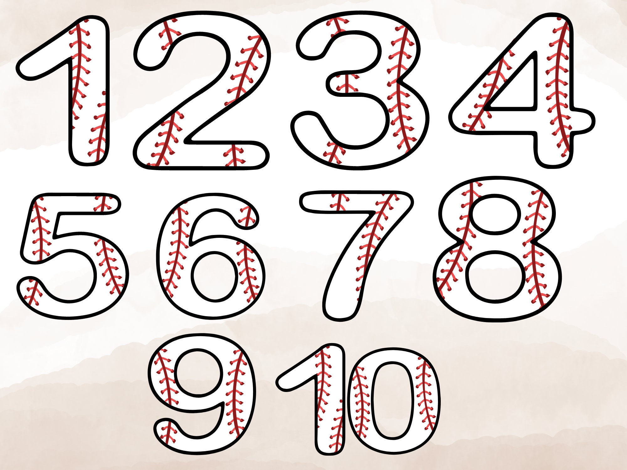 Baseball Numbers, Baseball Svg, Baseball Stitch, Baseball Font Svg ...
