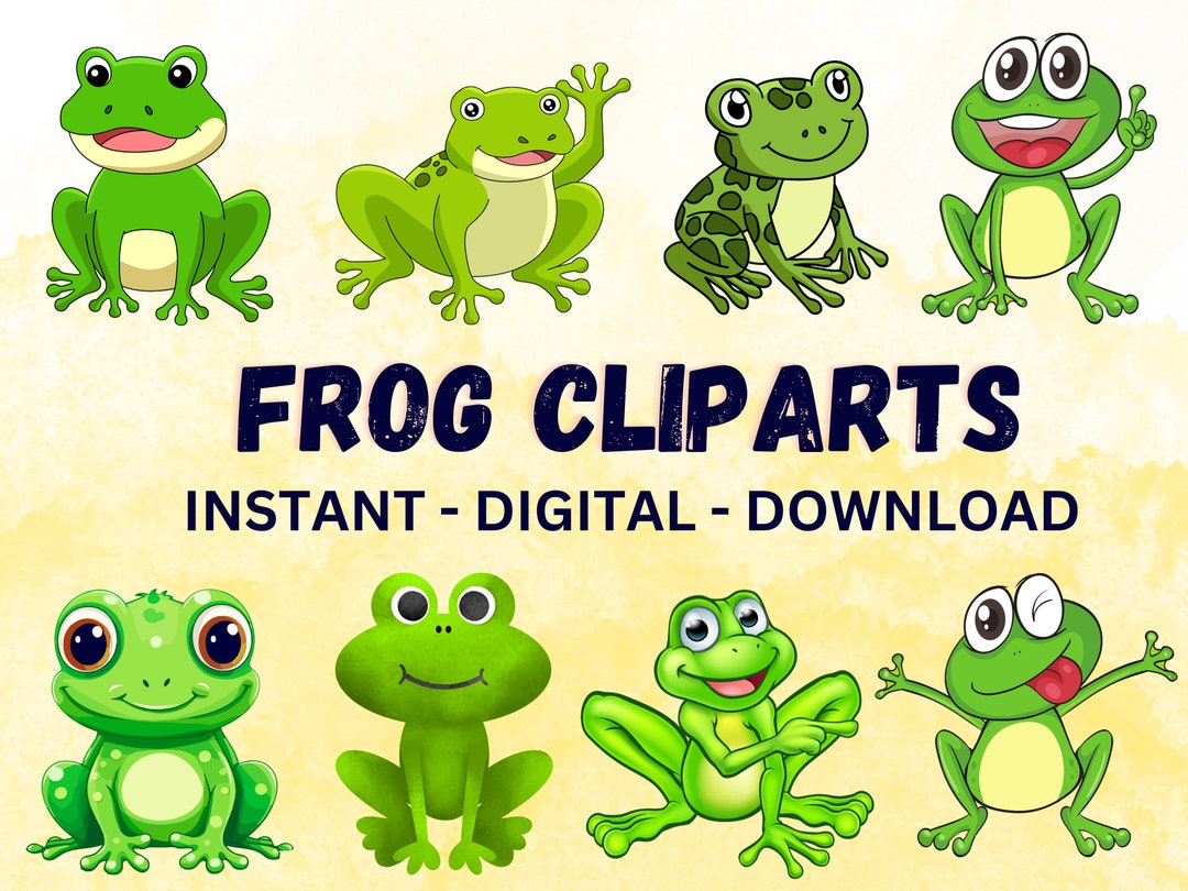 Cute Frog Clipart's | Frogs Watercolor Clipart Bundle | Kawaii Frog ...