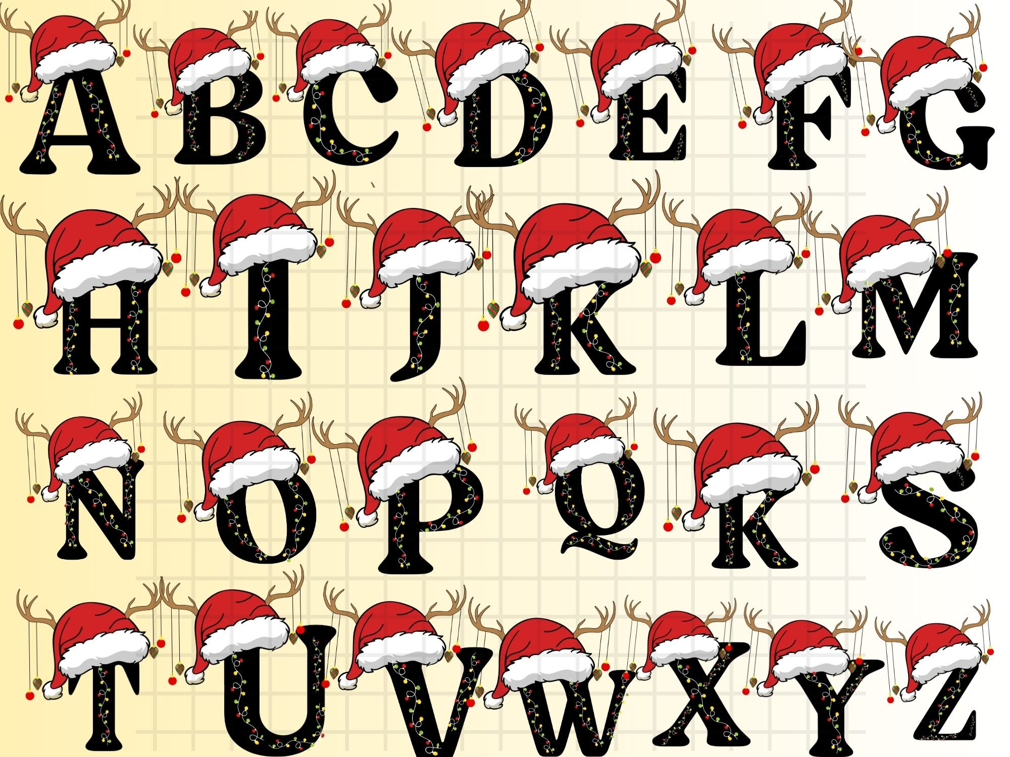 Christmas Alphabet PNG\ Christmas PNG Letters\ Christmas Font ...