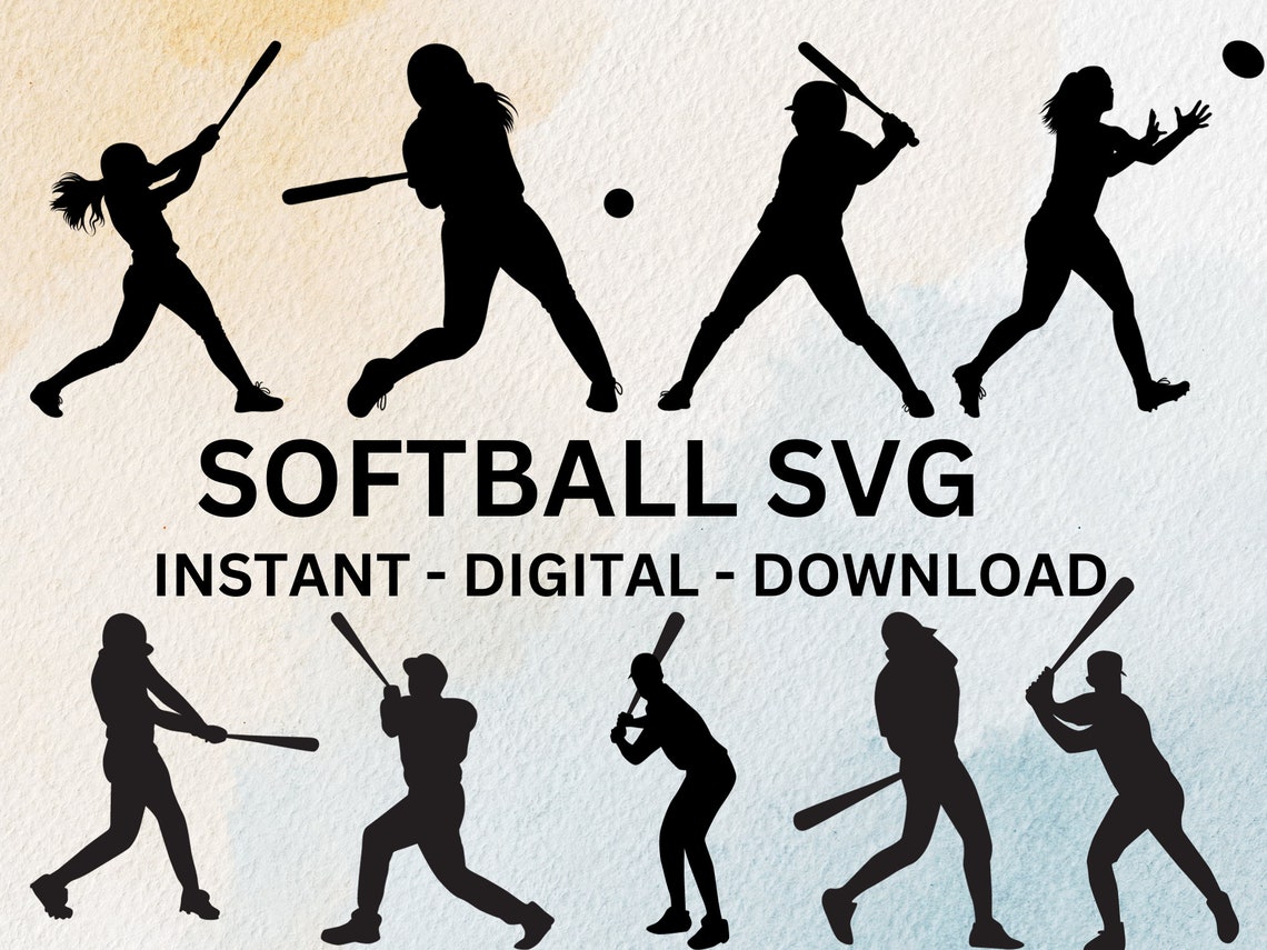 Softball SVG Sport SVG Softball Silhouette SVG Cut Files Softball ...