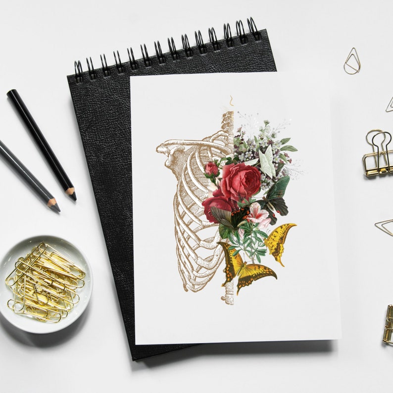 Floral Ribcage SVG\ Rib Cage SVG\ Skeleton SVG\ Gothic Shirt Vinyl ...