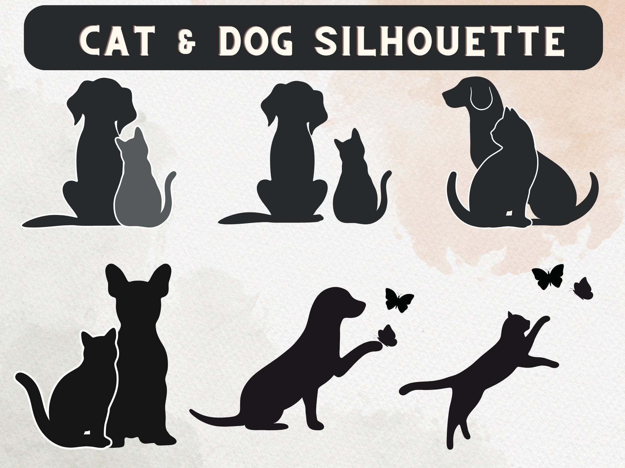 Cat and Dog Silhouette Svg, Cat and Dog Silhouette, Cat and Dog Clipart ...