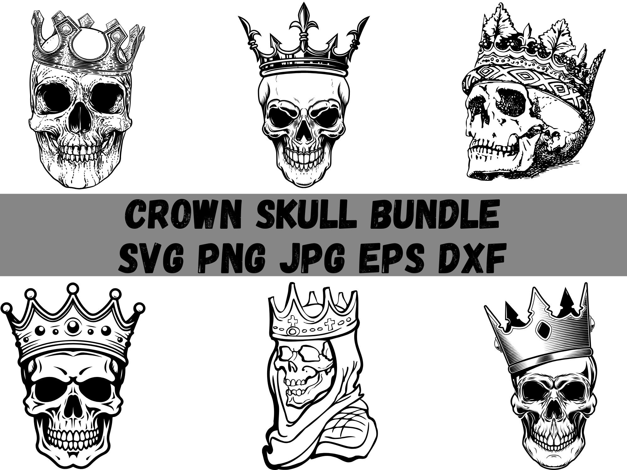 Ultimate Skull Crown Svg , Beautiful Skull Crown Clipart , Well Quality ...