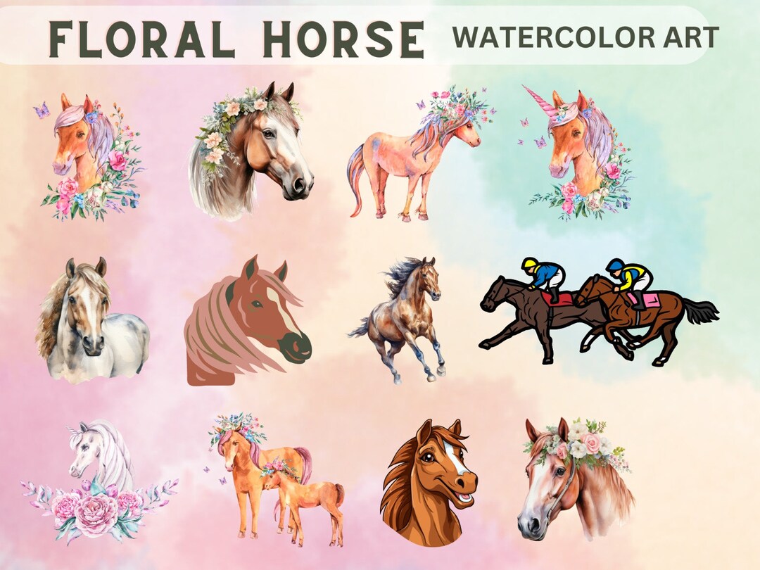 Floral Horse Svg ,horse SVG File, Horse With Flowers Svg,cute Horse ...