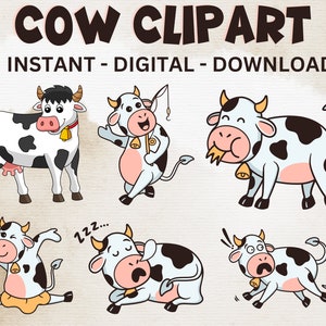 Cow Clipart Bundle | Cute Farm Animals Clipart | Farm Animals PNG ...