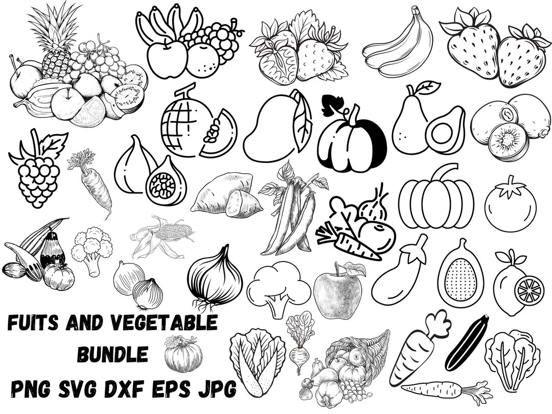 Fruit and Vegetable Clipart , Fruit and Vegetable Svg Bundle , Best ...