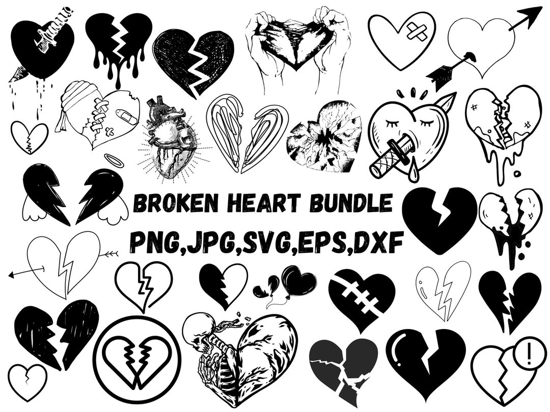 Broken Heart Clipart , Broken Heart Svg , Broken Heart Svg Bundle ...