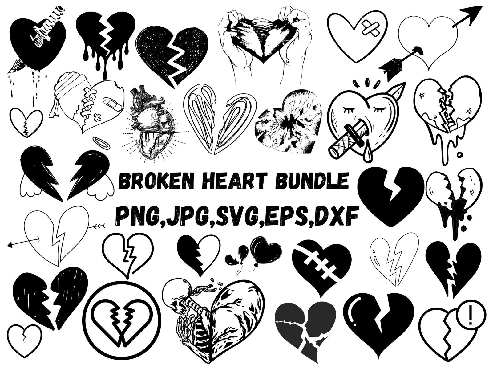 Broken Heart Clipart , Broken Heart Svg , Broken Heart Svg Bundle ...