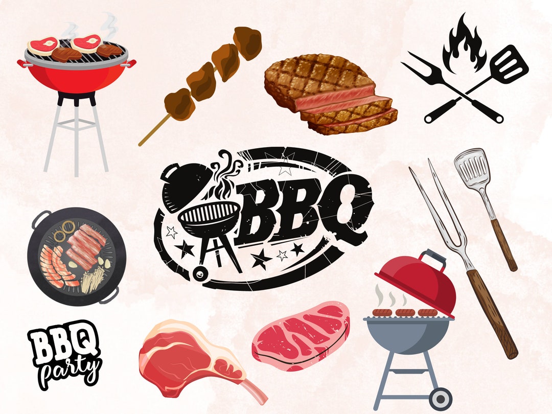 Barbecue Digital Clipart , BBQ, Hamburger, Hot Dog, Lemonade , Backyard ...
