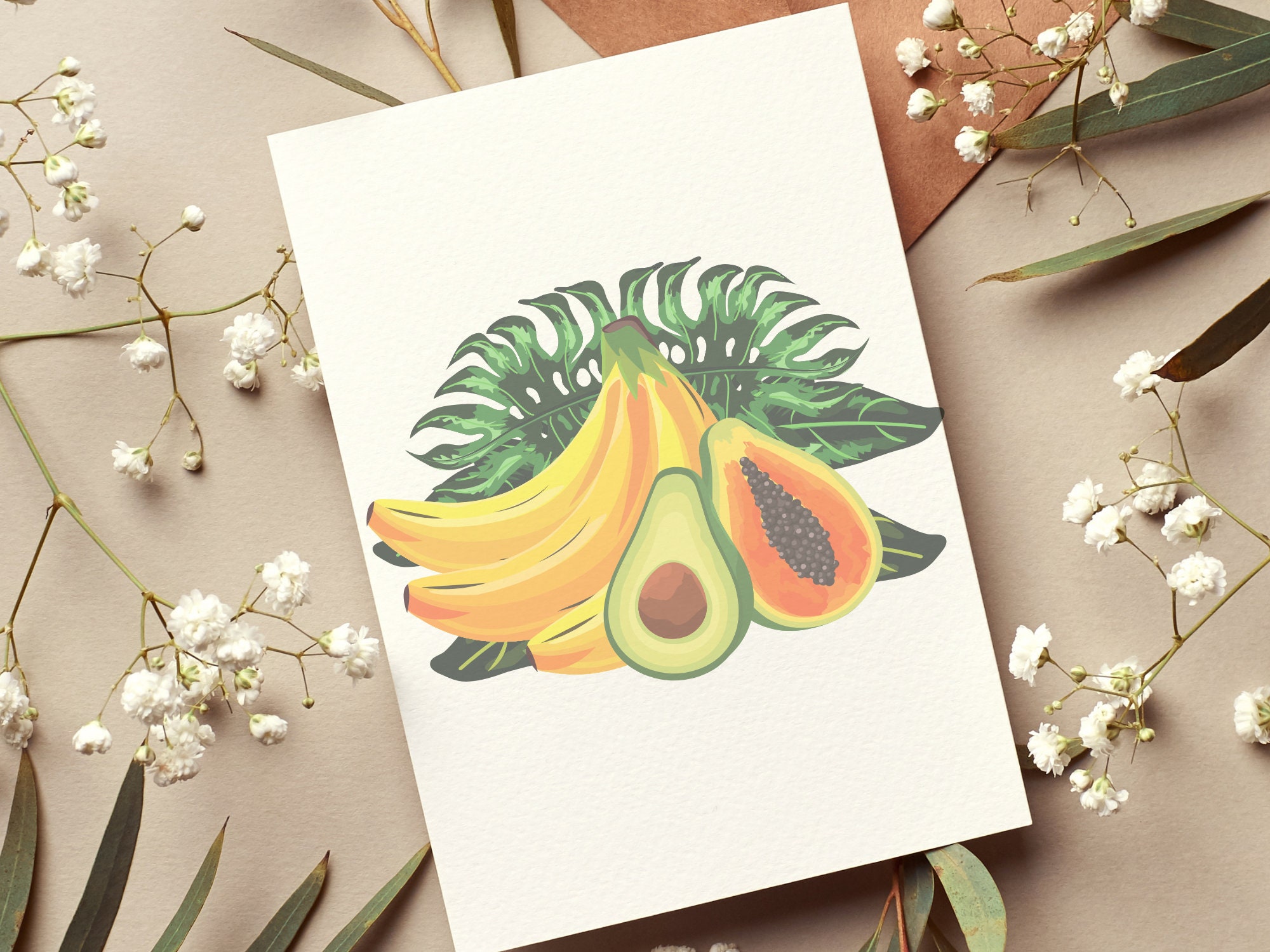 Watercolor Fruits Clipart Cute Fruits Clipart Tropical - Etsy