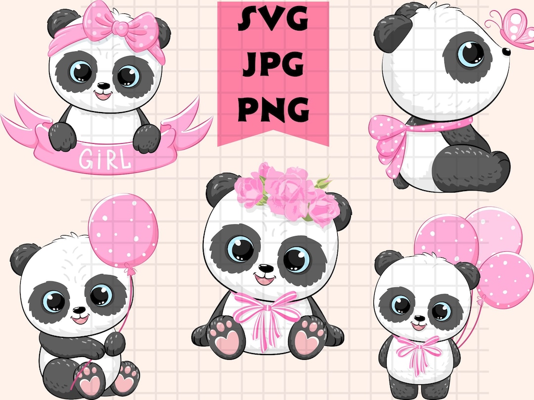Baby Panda Svg\ Panda Girl Svg\ Panda Clipart\ Panda With Bow\ Baby ...