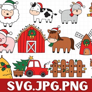 Christmas Farm Clipart\ Farm Clipart\ Farm Animal Clipart\ Christmas ...