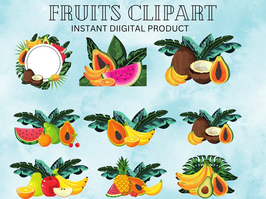 Watercolor Fruits Clipart | Cute Fruits Clipart | Tropical Fruits ...