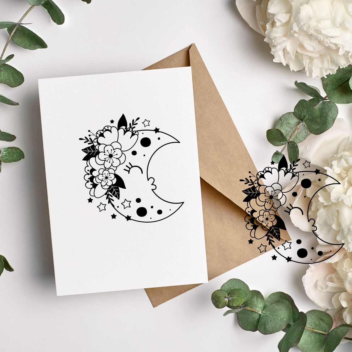 Flower Moon SVG File Floral Moon SVG Moon Phases Svg Cut - Etsy