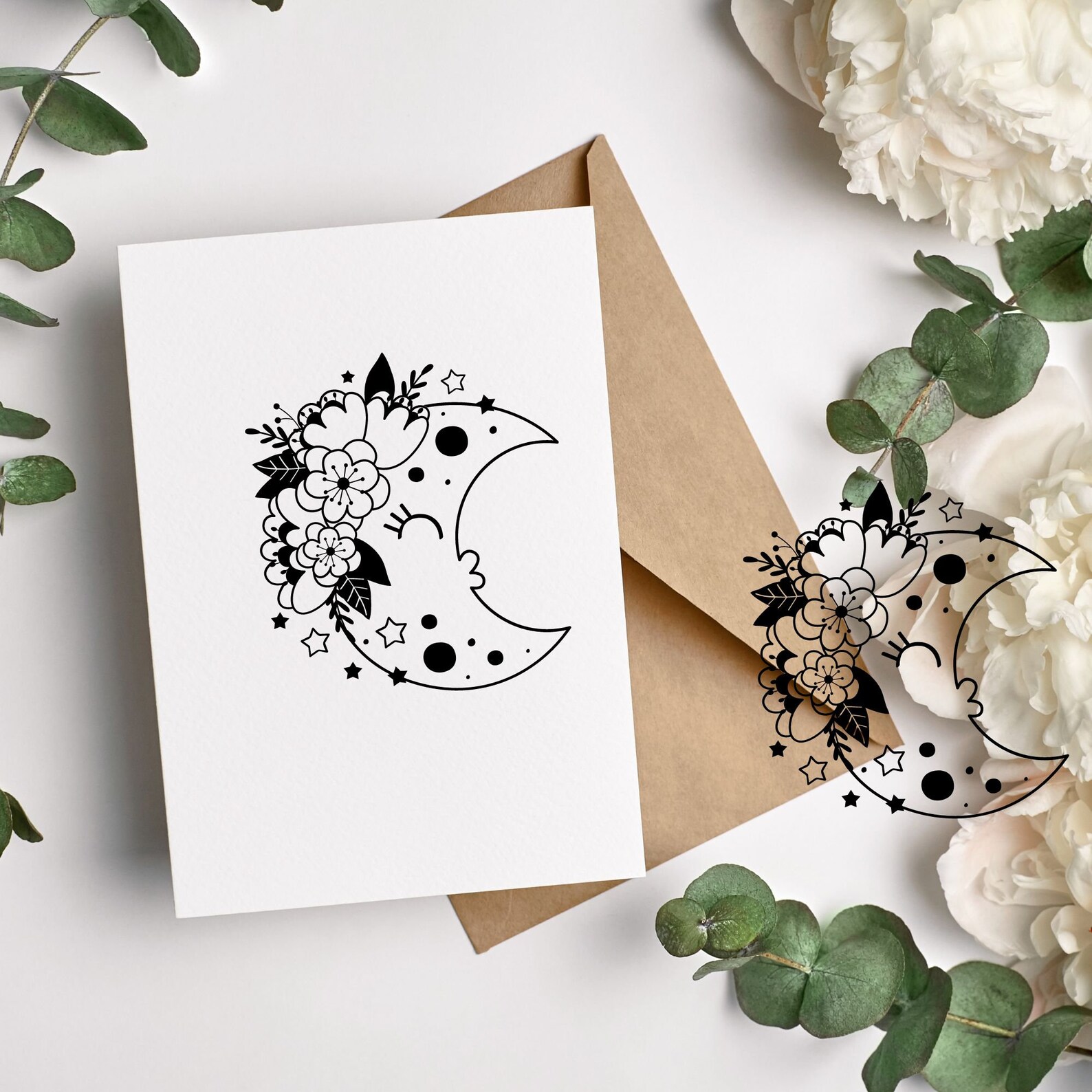 Flower Moon SVG File Floral Moon SVG Moon Phases Svg Cut - Etsy