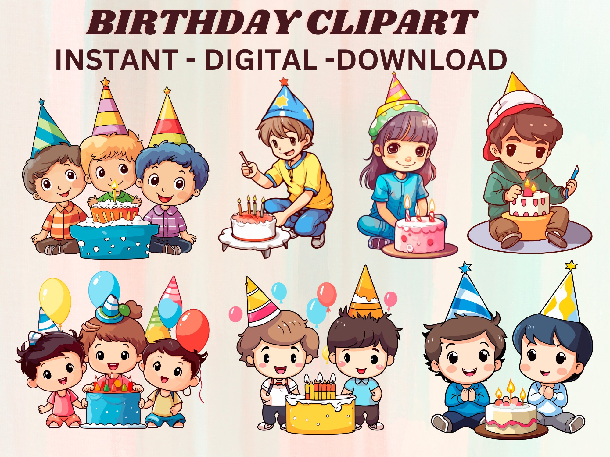Happy Birthday Clipart Kids Birthday Clipart Pack Birthday - Etsy