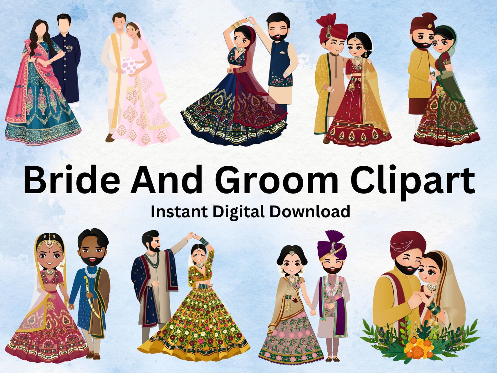 Bride and Groom Clipart Wedding Day Clipart PNG bride and - Etsy