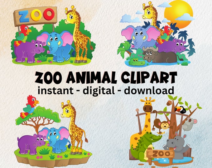 African Animal Faces Clipart, Safari Baby Animals, Jungle Animals, Zoo ...