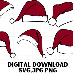 Santa Hat SVG Bundle\ Christmas Clipart\ Santa Cap Vector Set - Etsy