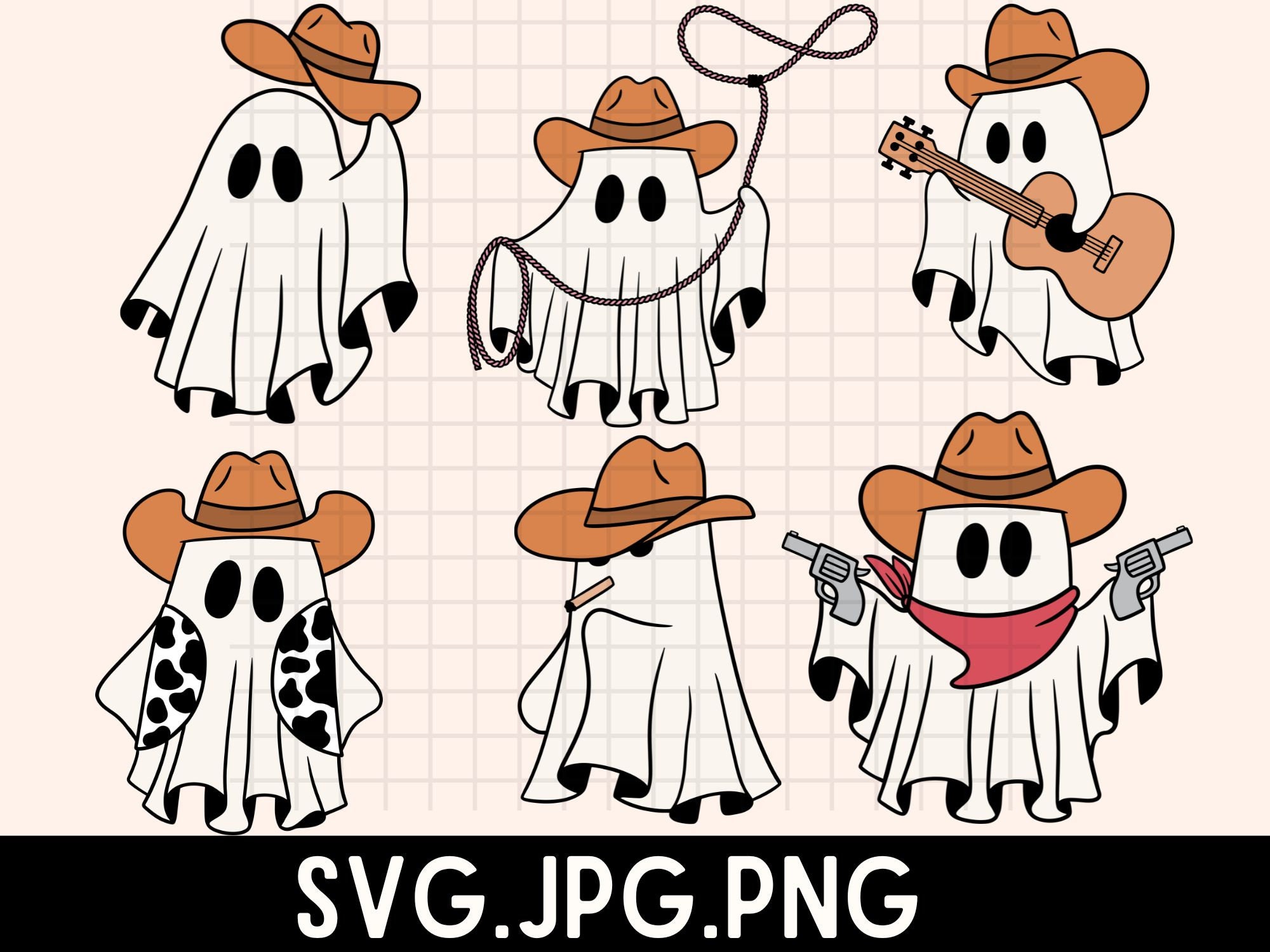 Cute Ghost Cowboy SVG Bundle\ Boo Svg\ Halloween Svg\ Files for Cricut ...