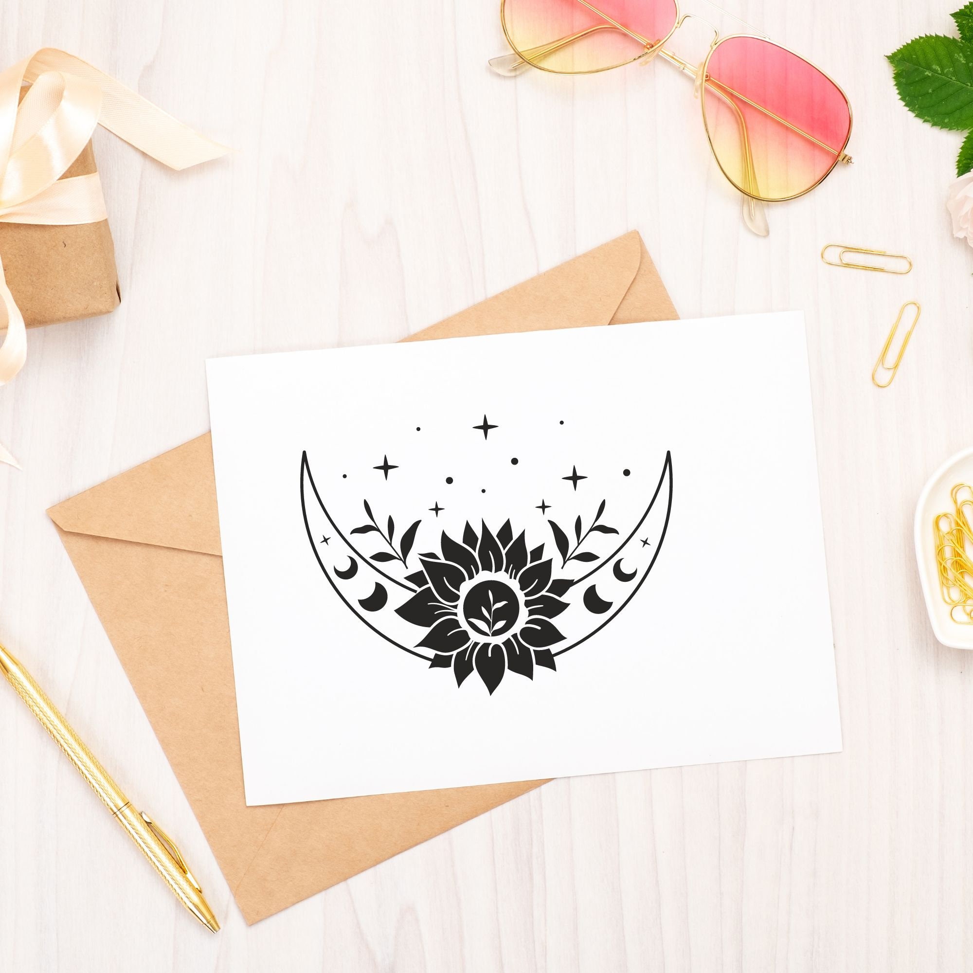 Flower Moon SVG File Floral Moon SVG Moon Phases Svg Cut - Etsy