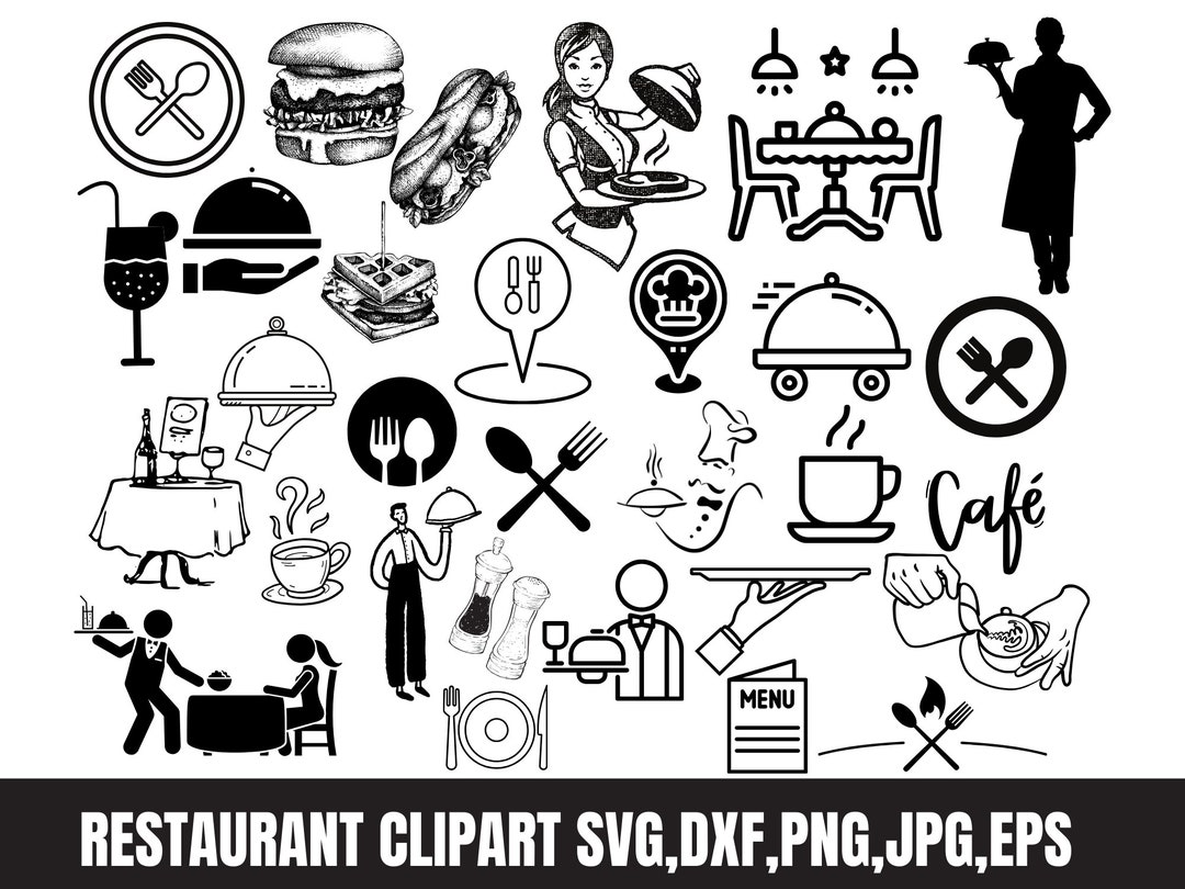 Restaurant Svg Bundle , Restaurant Clipart Png ,restaurant Spilt Svg ...