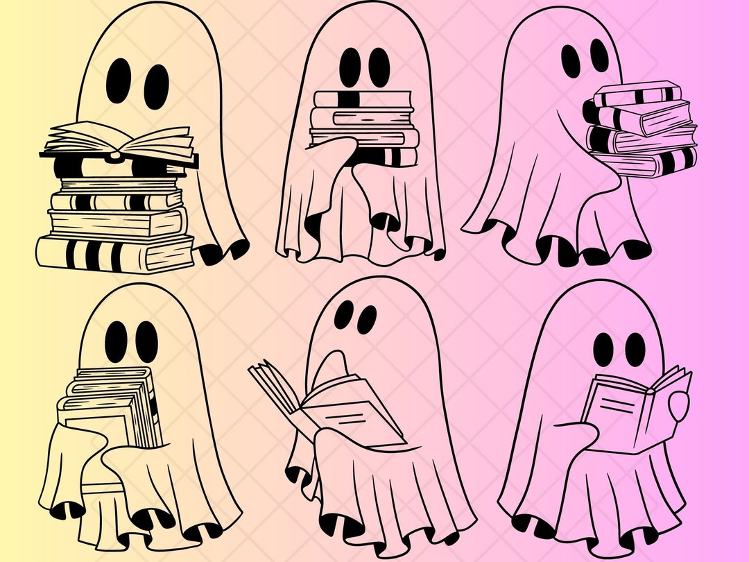 Ghost Reading Book Png Svg\ Ghost Books Png\ Books Halloween Png\ Boo ...