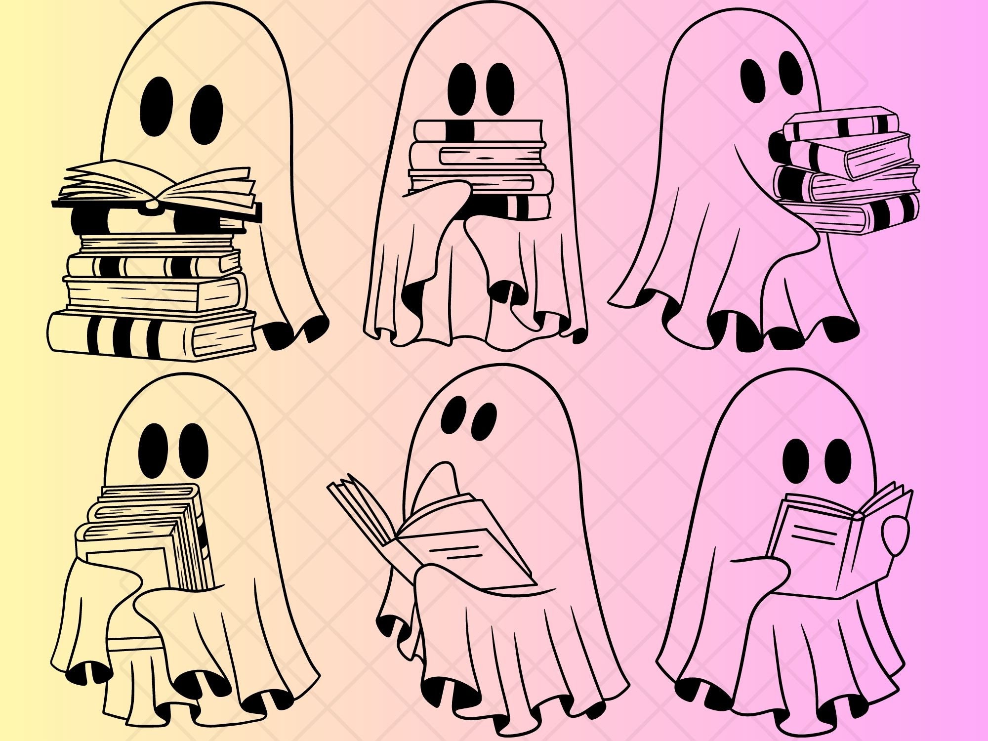 Ghost Reading Book Png Svg\ Ghost Books Png\ Books Halloween Png\ Boo ...