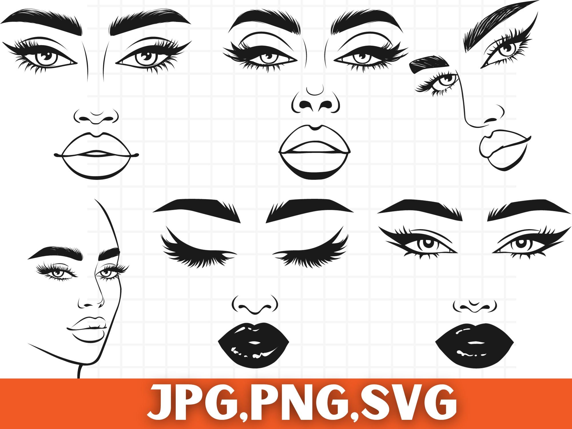 Beauty Face Svg\ Woman Beauty Human Face Svg\ Glamour Lady Svg ...