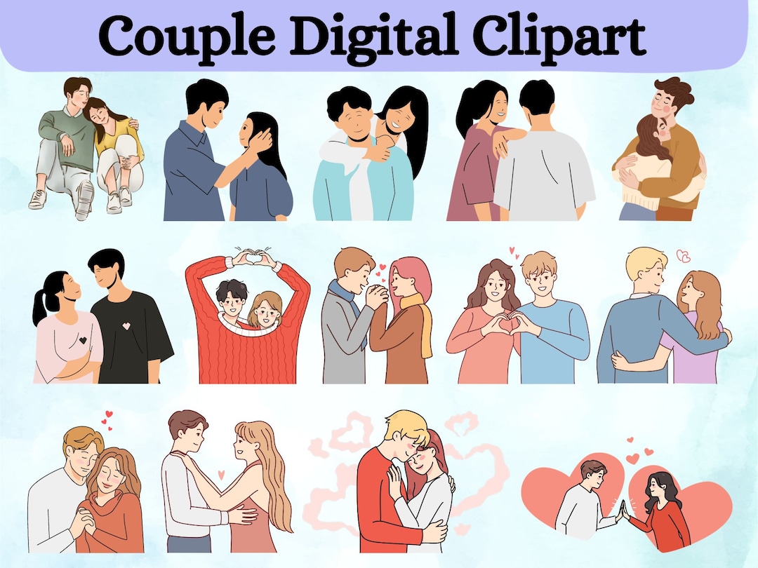 Couple Digital Clipart , Couple Clipart , Romantic Couple Clipart ...