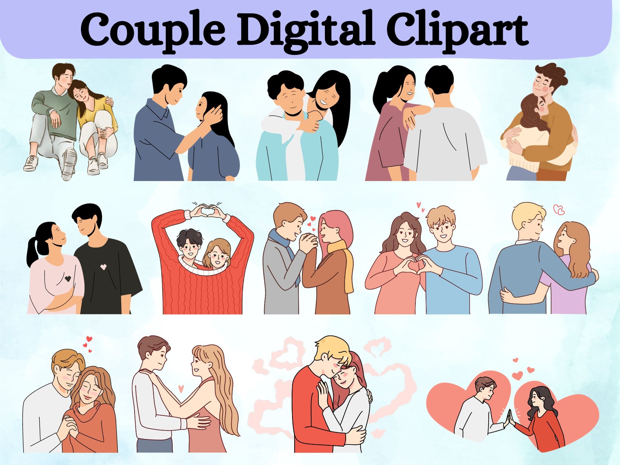 Couple Digital Clipart , Couple Clipart , Romantic Couple Clipart ...