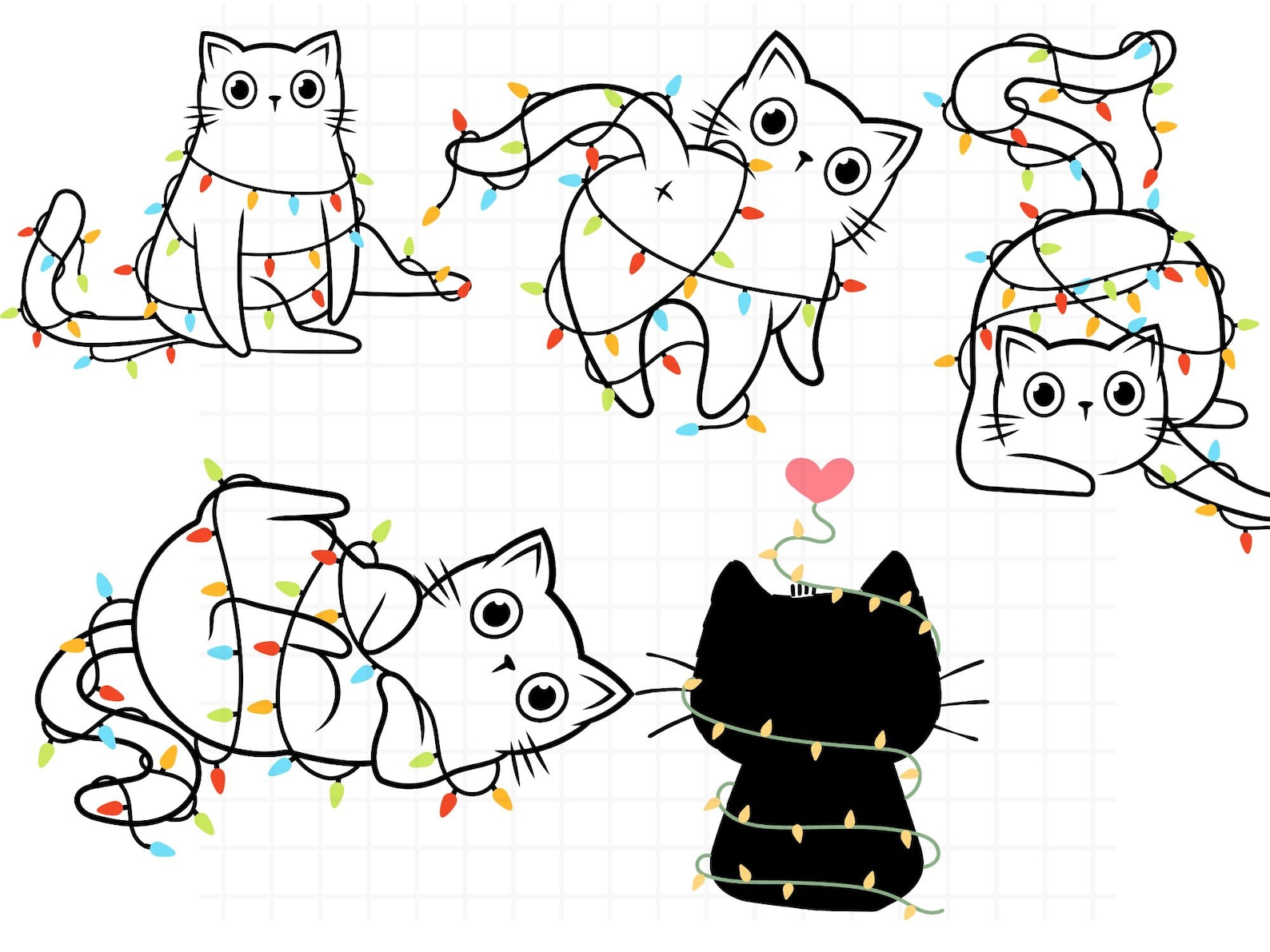 Merry Cat Svg, Christmas Cat Svg, Cute Christmas Kitty Silhouette ...