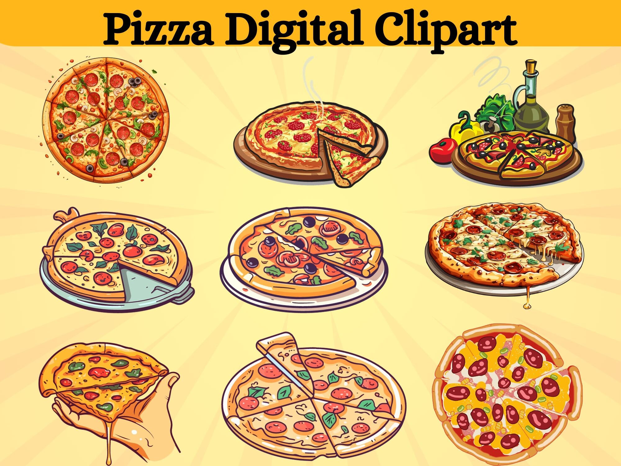 Pizza Digital Clipart , Pizza Clipart , Pizza Svg , Pizza Png , Pizza ...