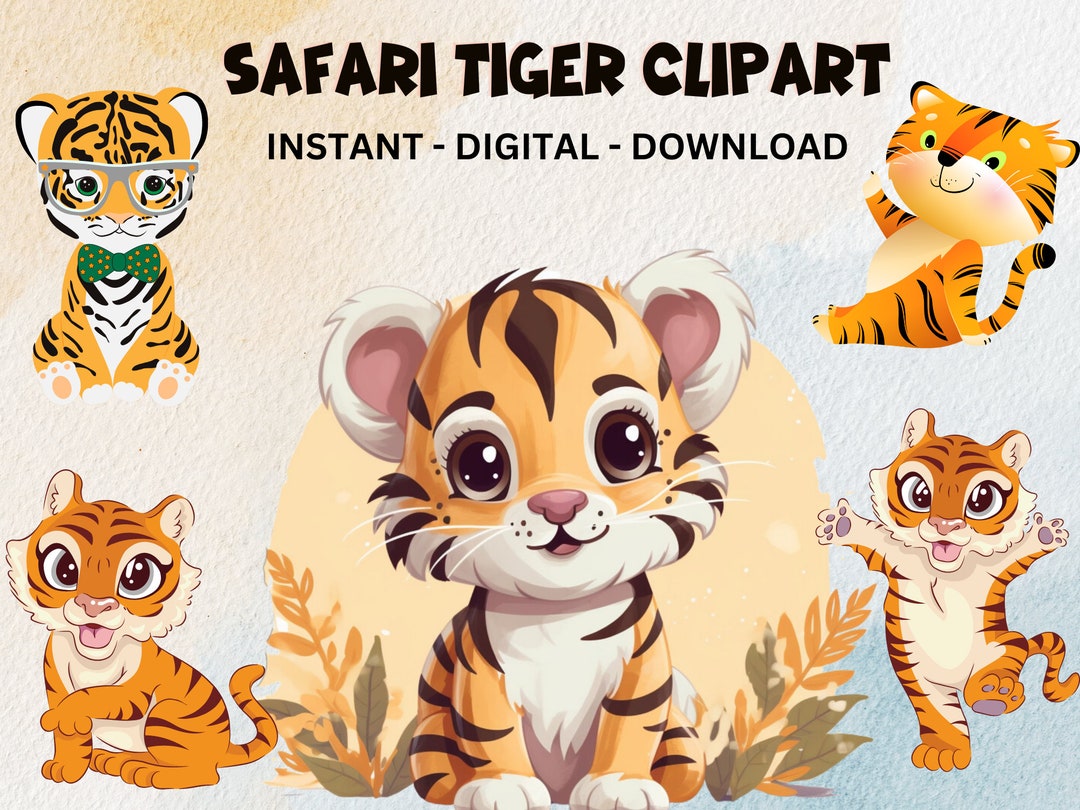 Cute Tiger Safari Animal Clipart | Cute Animals Clip Arts | Baby Safari ...