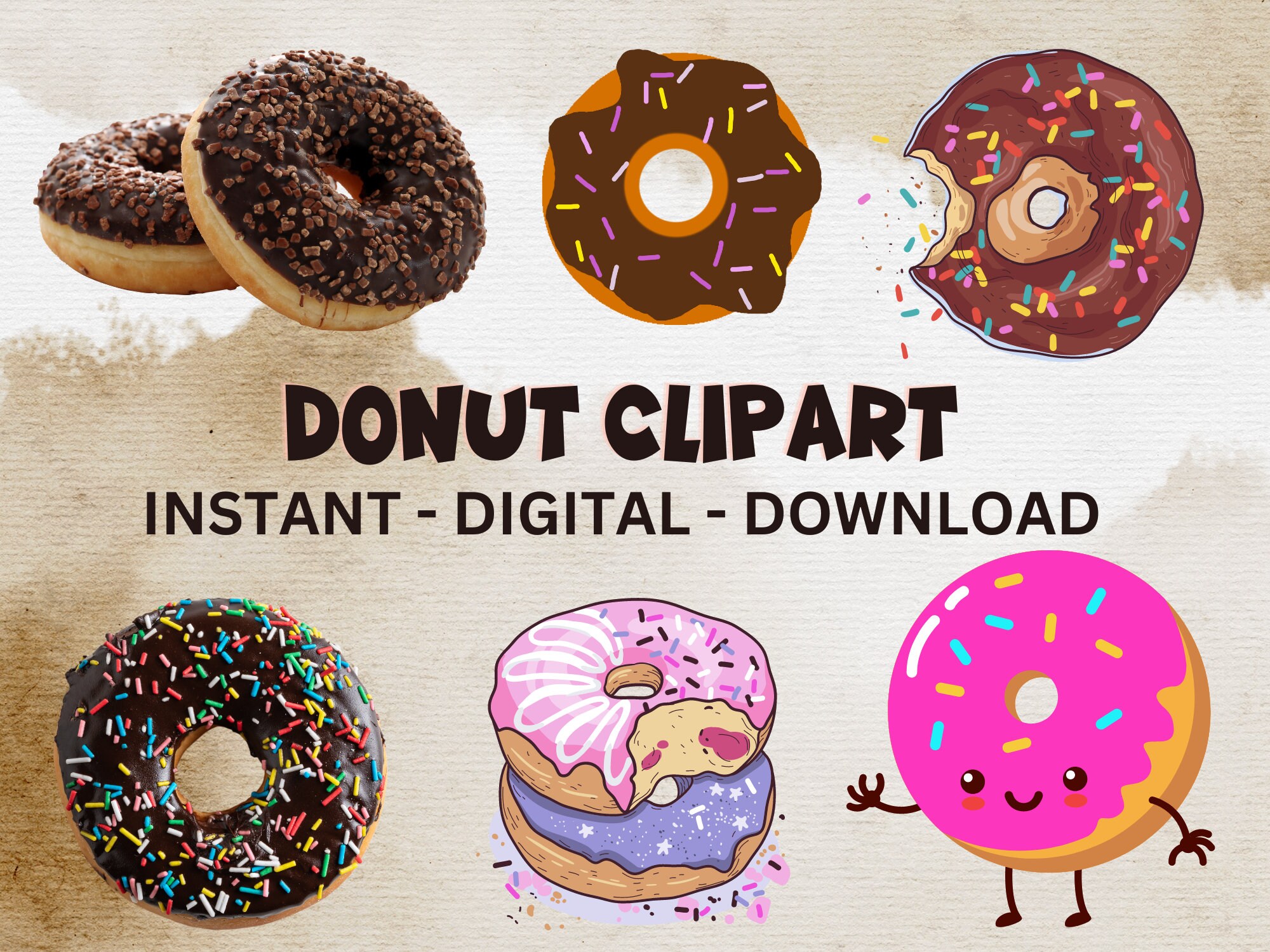 Donut Clipart Watercolor Donut PNG Baking Clipart - Etsy