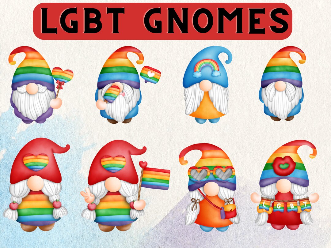 Gnome Clipart, LGBT Gnomes, Rainbow Gnomes PNG, Pride Day Gnome, LGBTQ ...