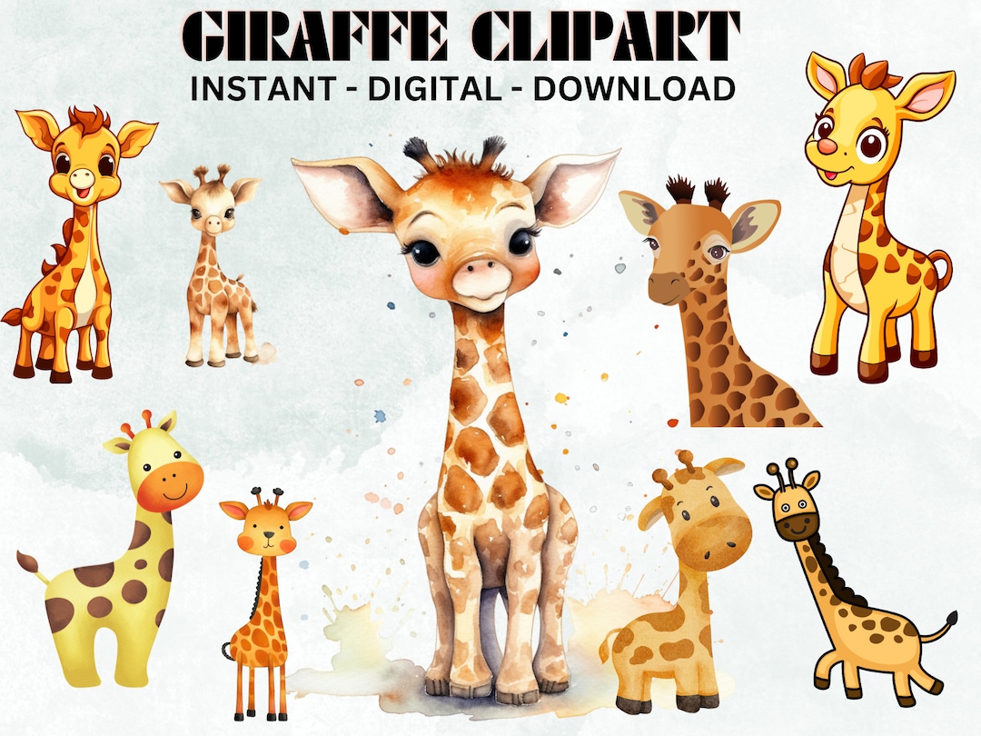 Cute Giraffe Clipart | Watercolor Giraffe PNG | Safari Animals Clipart ...