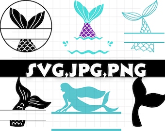 Mermaid Tail Split Monogram SVG, Mermaid Tail SVG Png, Mermaid Scales ...