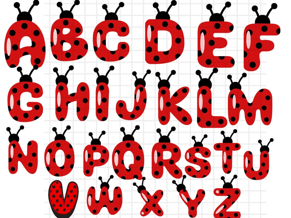 Ladybug Alphabet SVG DXF Letters Font Numbers Birthday - Etsy