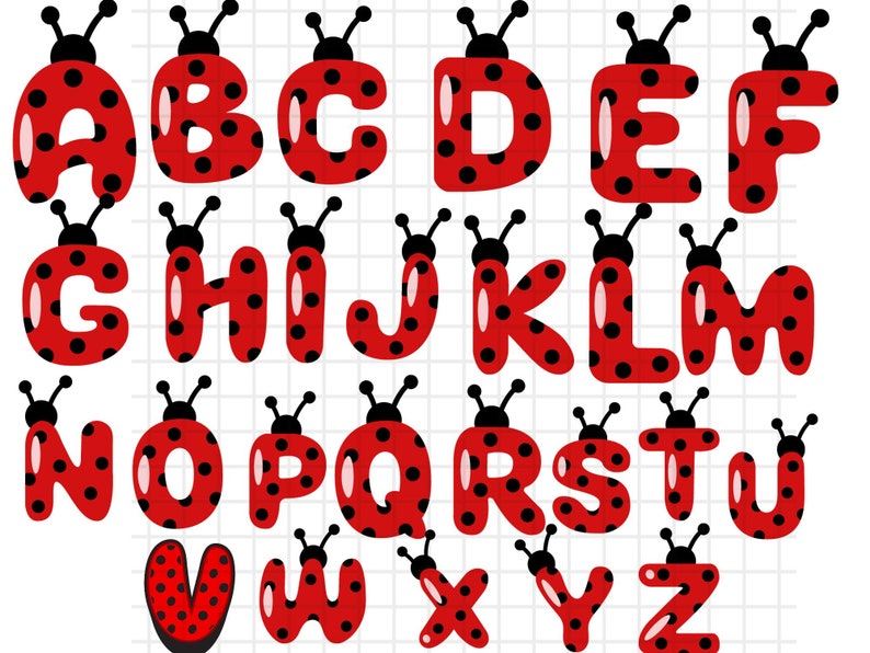 Ladybug Alphabet SVG DXF Letters Font Numbers Birthday Cut File Bundle ...