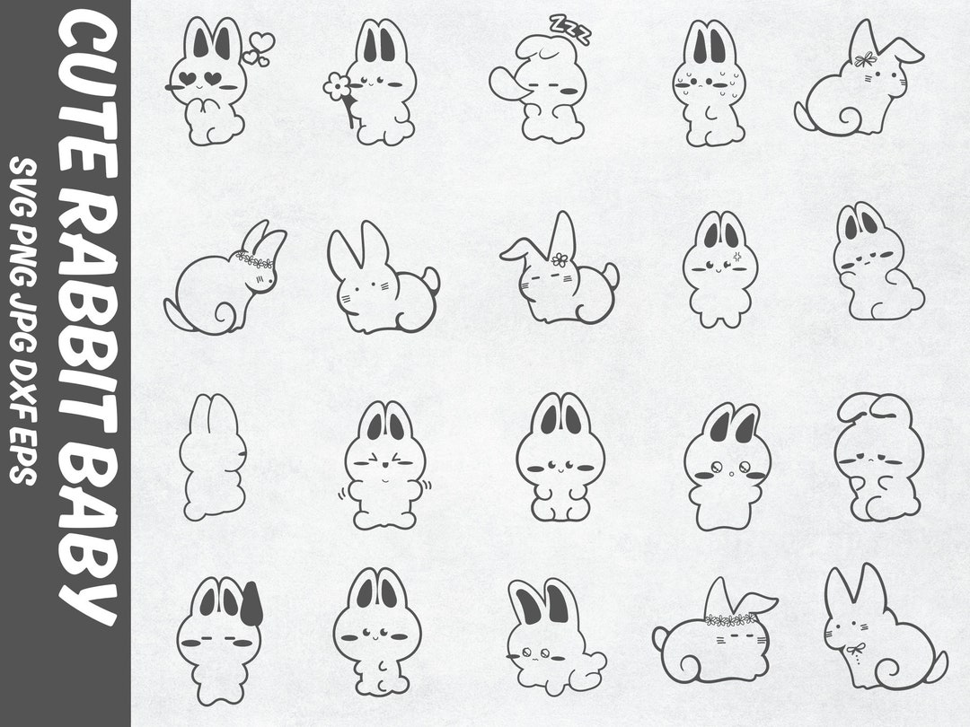 Cute Baby Rabbit Svg, Cartoon Bunny Bundles, Animals Cut File, Bunny ...
