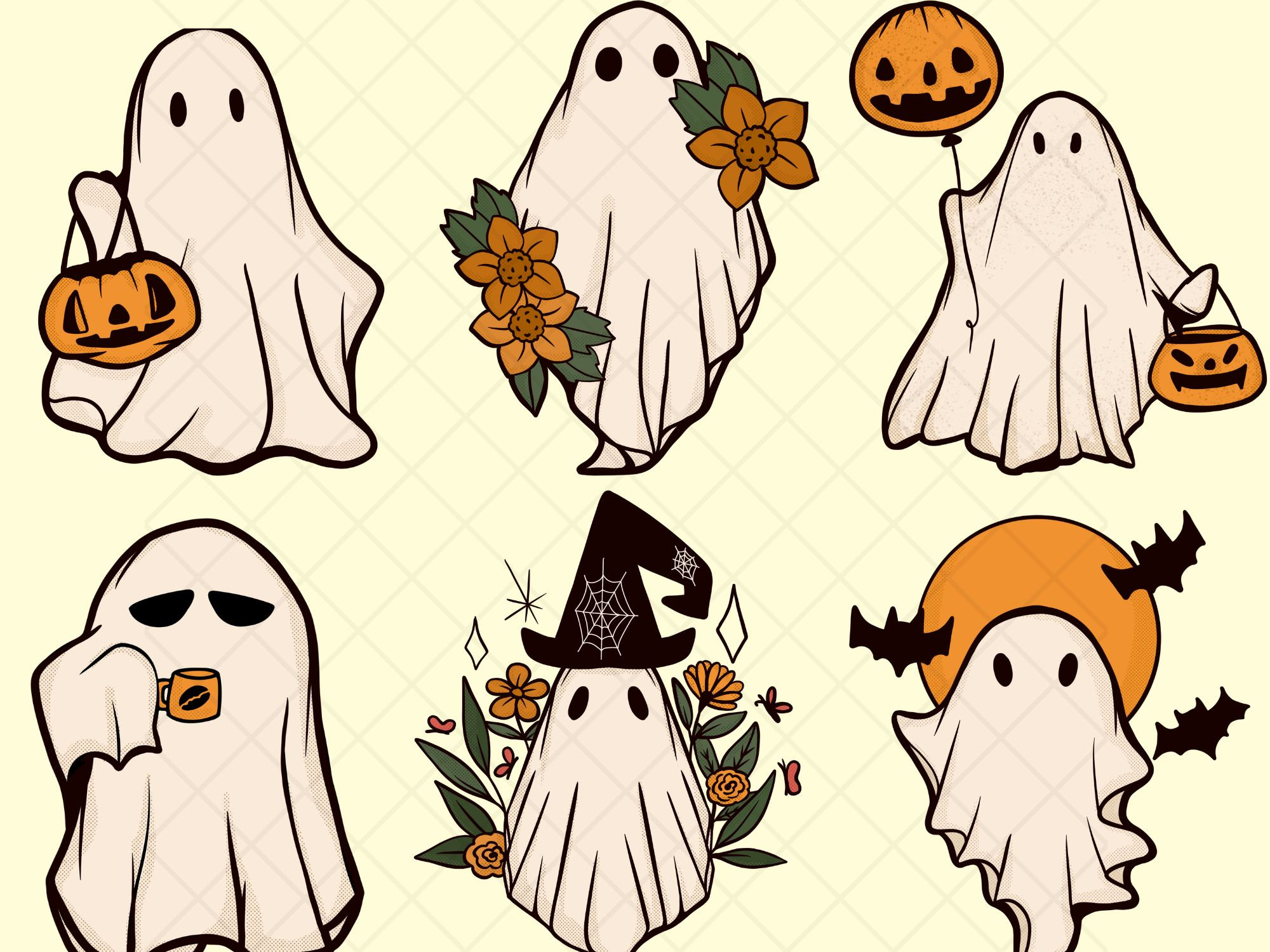 CUTE GHOSTS SVG Boy Girl Ghost Cut File Bundle Boy Ghost Ghost With Bow ...