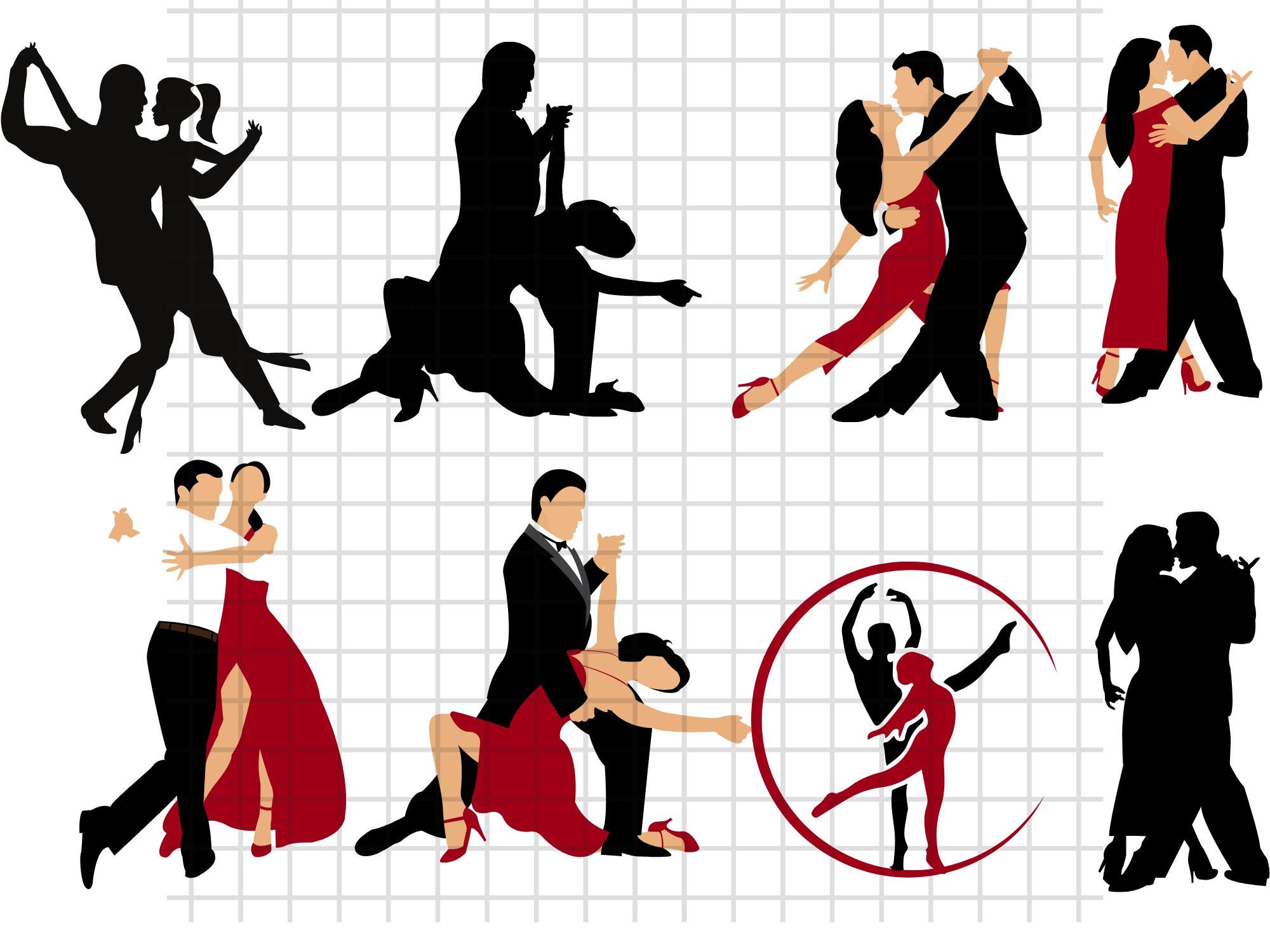 Dancing Silhouette Bundle Svg\ Disco Dancing SVG\ Tango Svg\ Couple ...